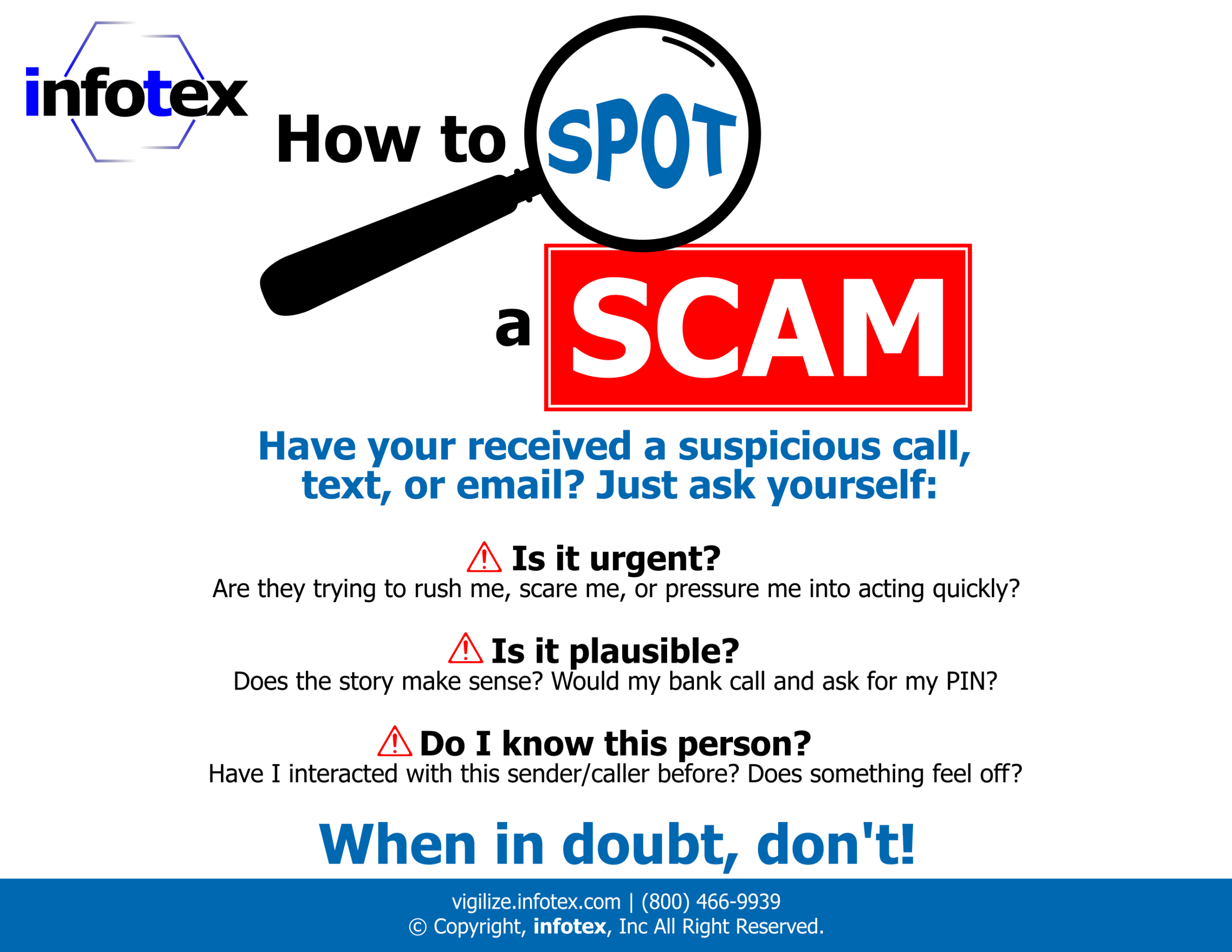 "Spot a Scam" - Awareness Poster - infotex